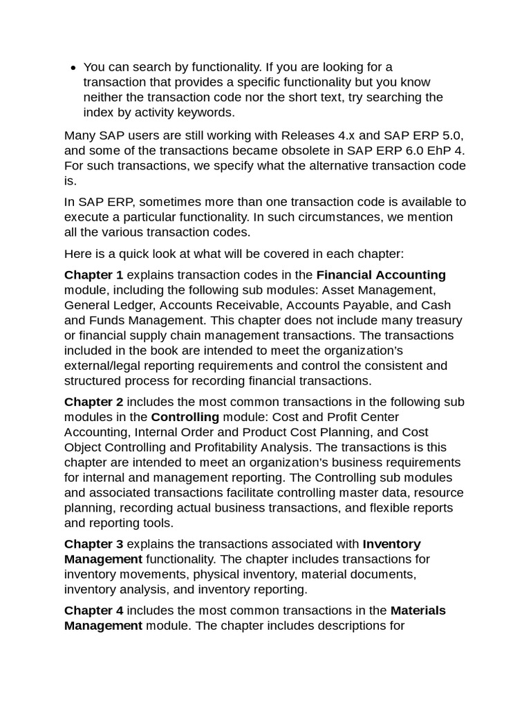 SAP Tcodes | PDF | Warehouse | Inventory