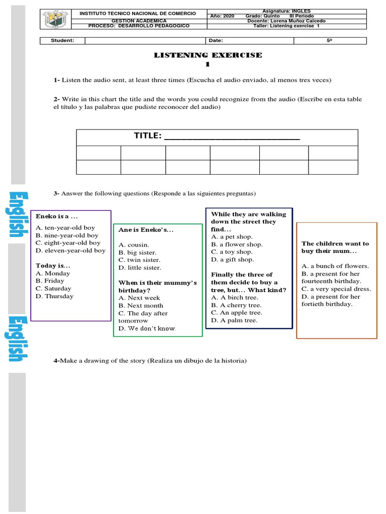 Listening Exercise 5° PDF | PDF