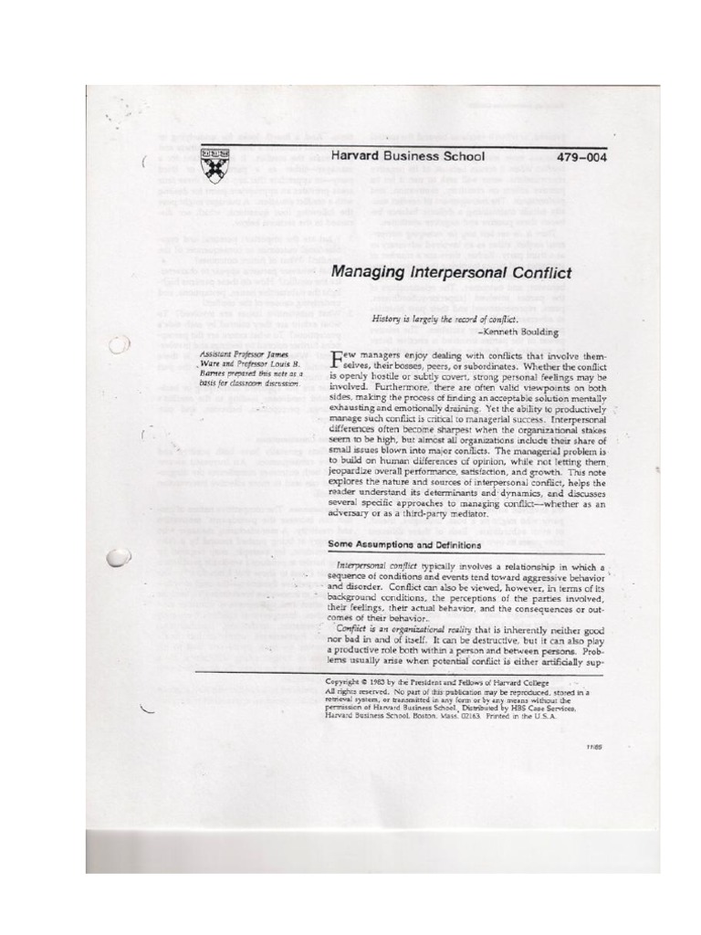 Managing Interpersonal Conflict | PDF | Neuropsychology | Emotions