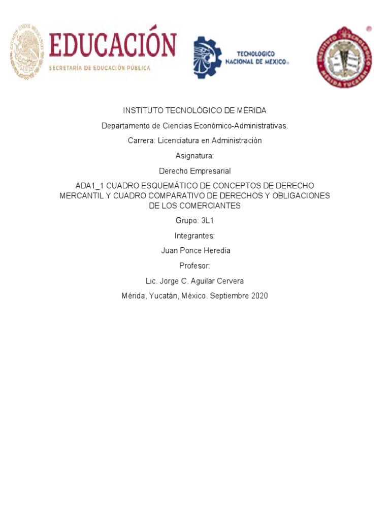 Cuadro Esquematico y Comparativo Conceptos Derecho Mercantil | PDF ...