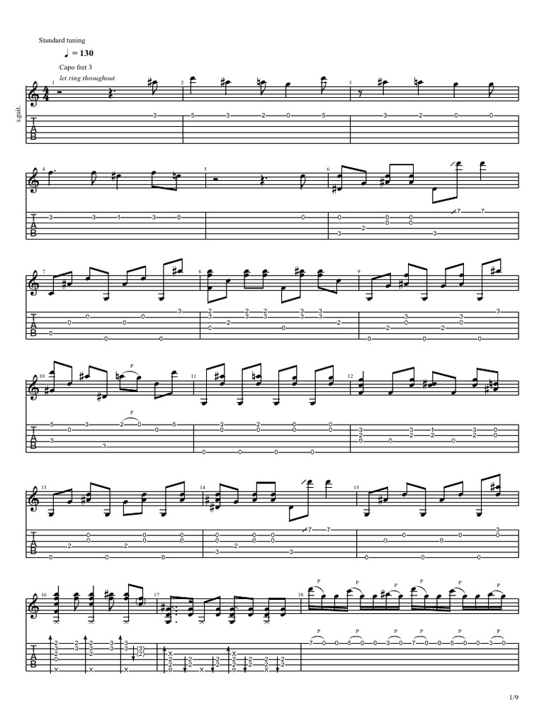 Unravel Tab PDF | PDF | String Instruments | Guitar Family Instruments