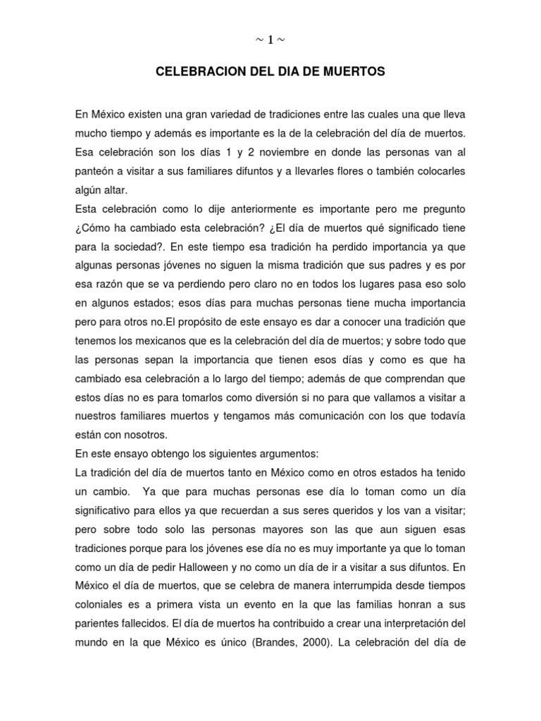 Ensayo Dia De Muertos Pdf Víspera De Todos Los Santos México