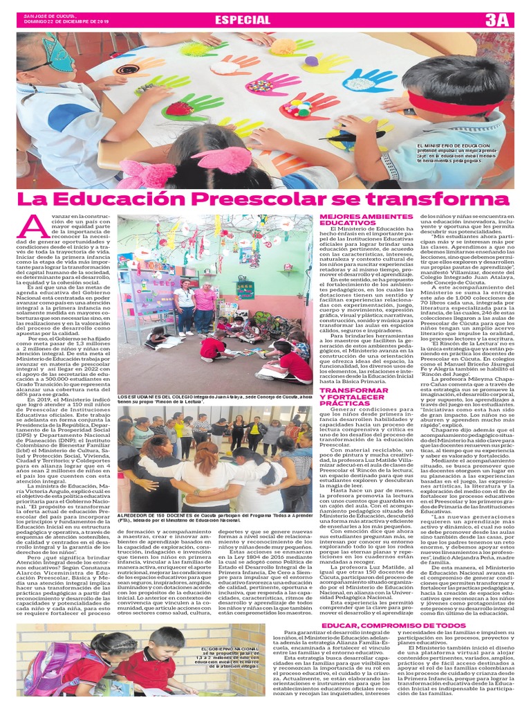 Educación Preescolar Noticia PDF | PDF | Educación de la primera ...