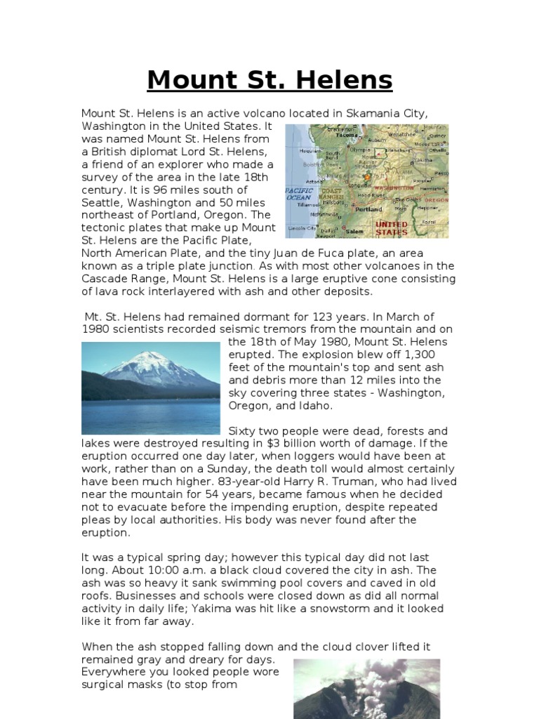 Mount St. Helens Eruption Overview | PDF | Volcanology | Geology