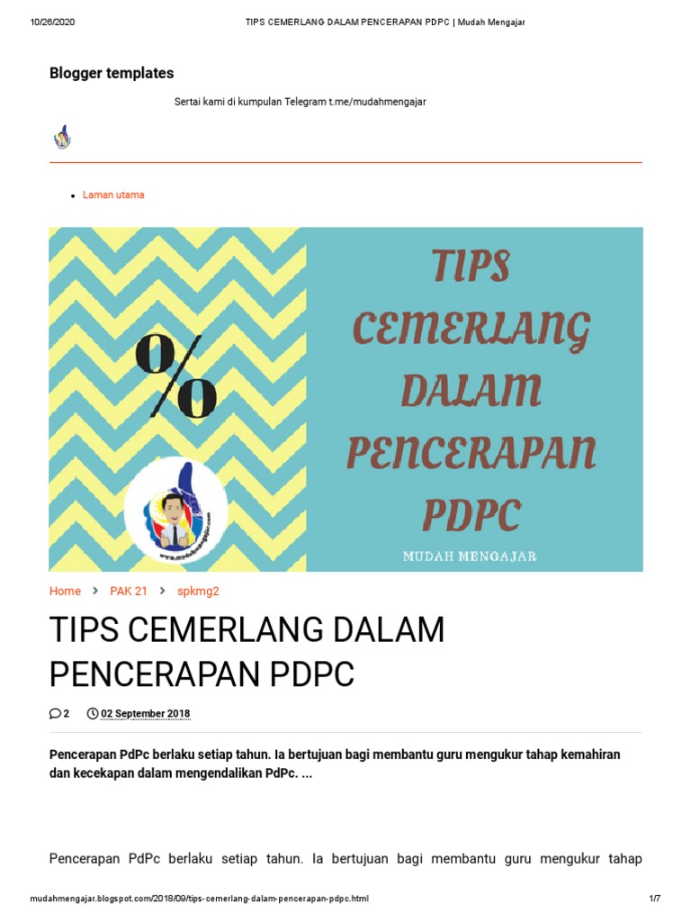TIPS CEMERLANG DALAM PENCERAPAN PDPC - Mudah Mengajar | PDF ...