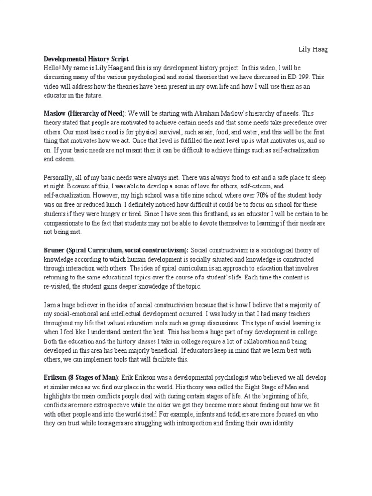 Developmental History Script | PDF | Mindset | Neuropsychological ...