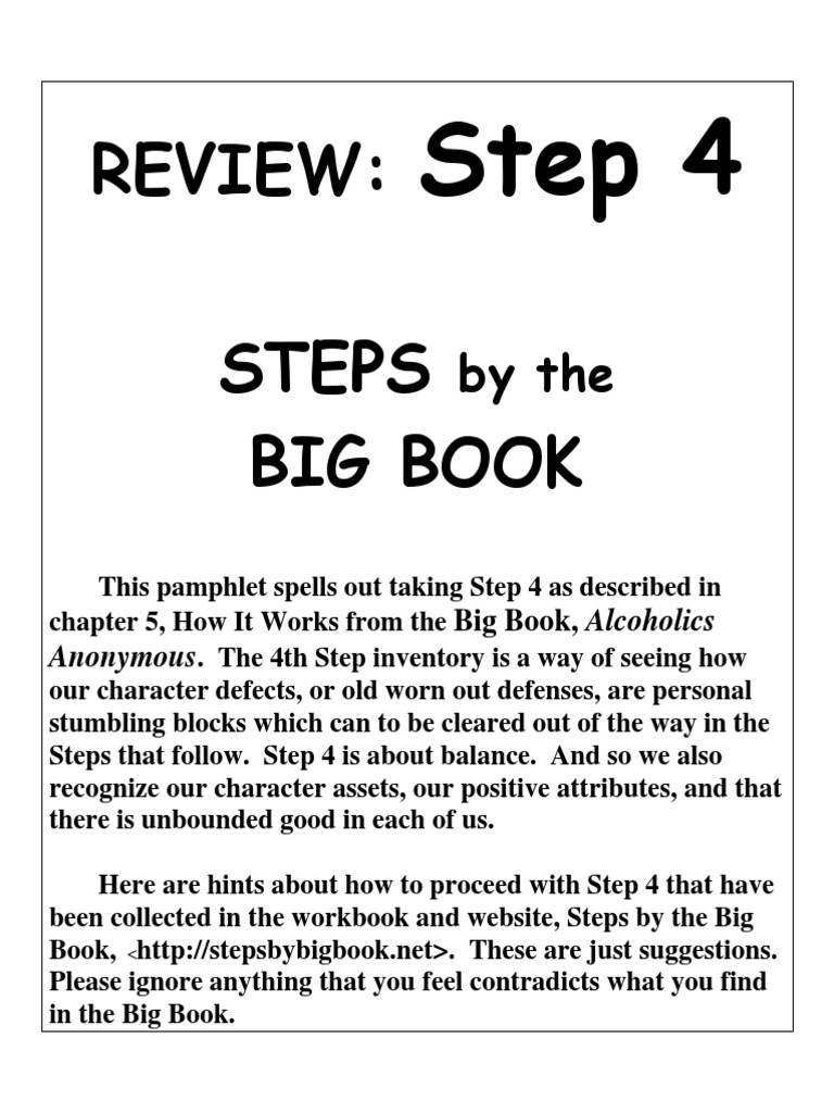 Step 4 Inventory Guide | PDF | The Big Book (Alcoholics Anonymous) | Prayer