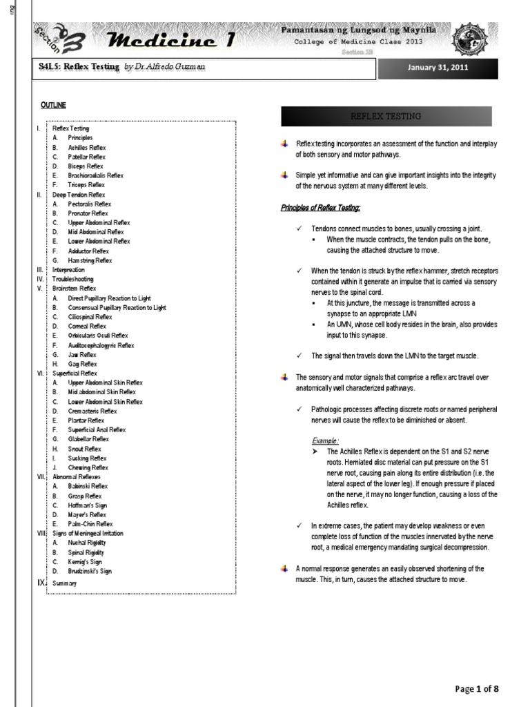 Reflex Exam | PDF | Arm | Elbow