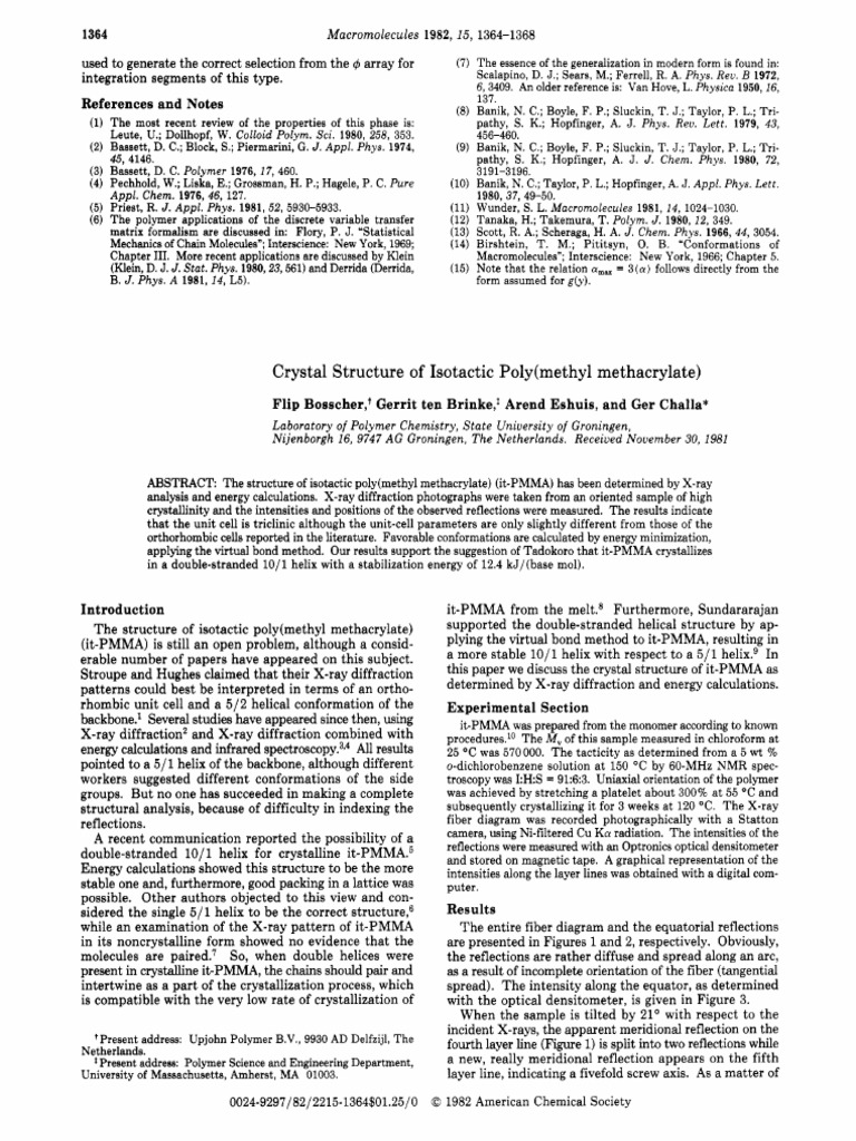 The Crystal Structure of Pmma PDF | PDF | Polymers | X Ray Crystallography