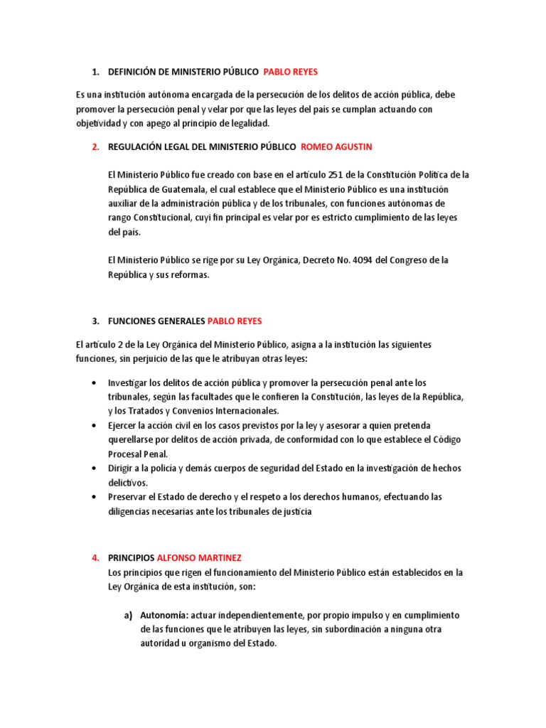 DEFINICIÓN DE MINISTERIO PÚBLICO | PDF | Fiscal | Estado (política)
