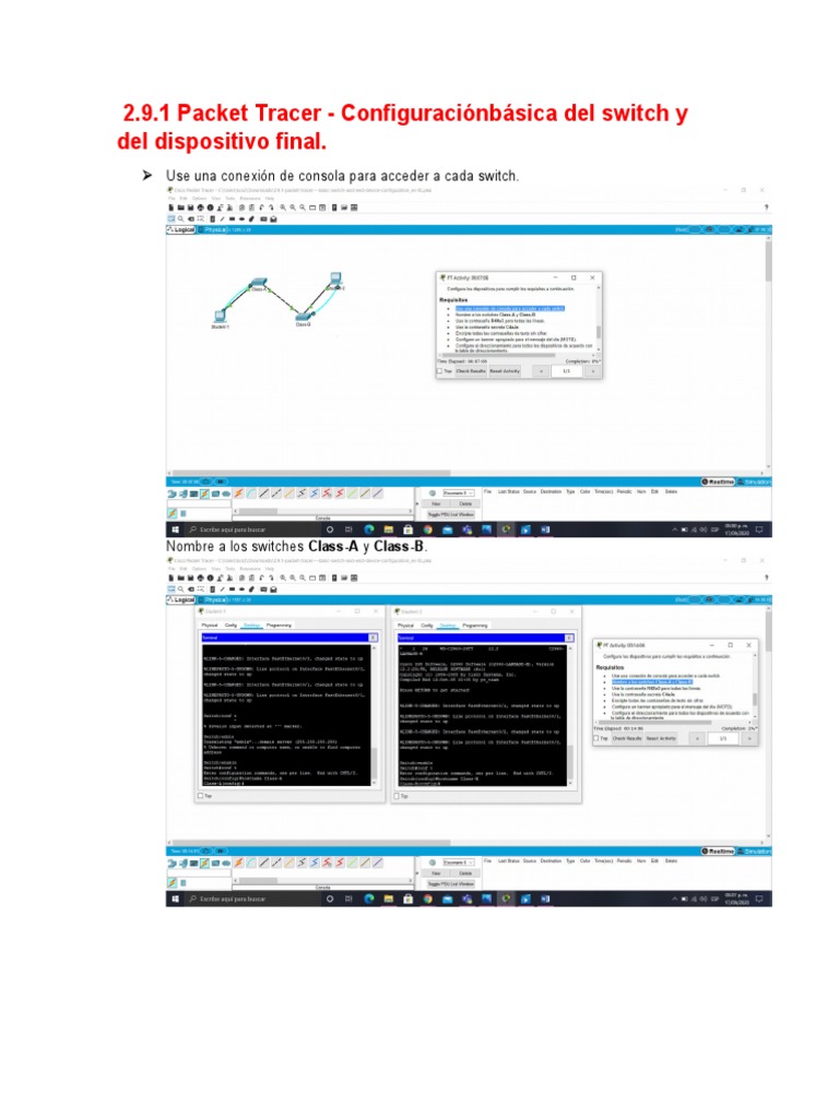 181G0235 2.9.1 Packet Tracer Configuraciónbásica Del Switch y Del Dispositivo Final. | PDF