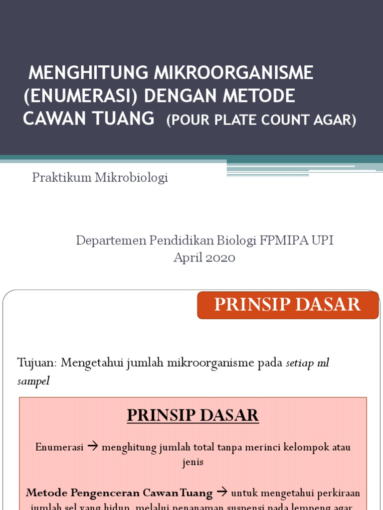 Metode Cawan Tuang untuk Enumerasi Mikroorganisme | PDF