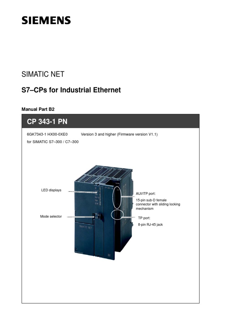 Simatic Net: S7-Cps For Industrial Ethernet | PDF | Transmission Control Protocol | Ethernet