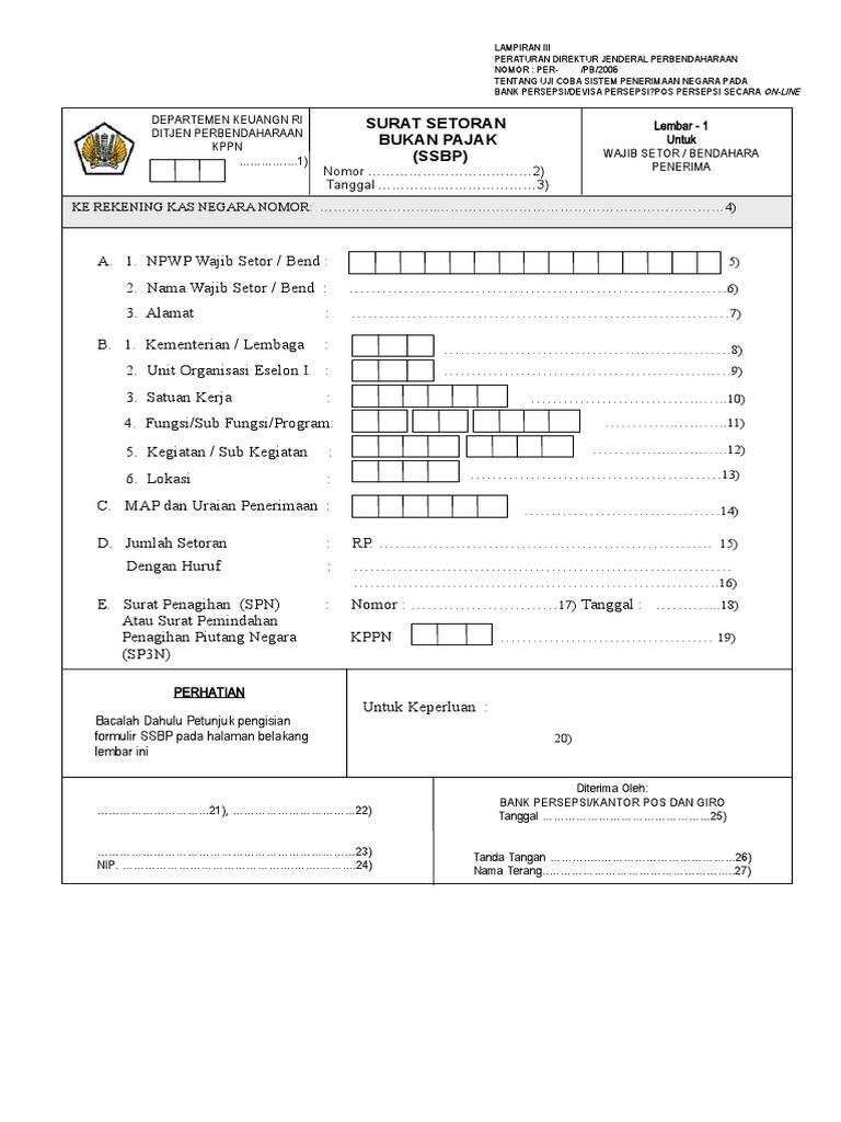 Formulir SSBP SSP Dan SSPB | PDF