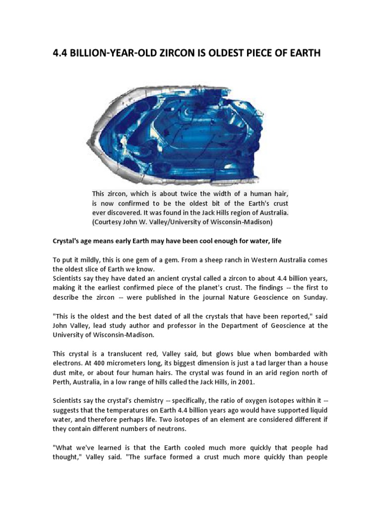 Zircon Oldest Piece | PDF | Mars | Earth
