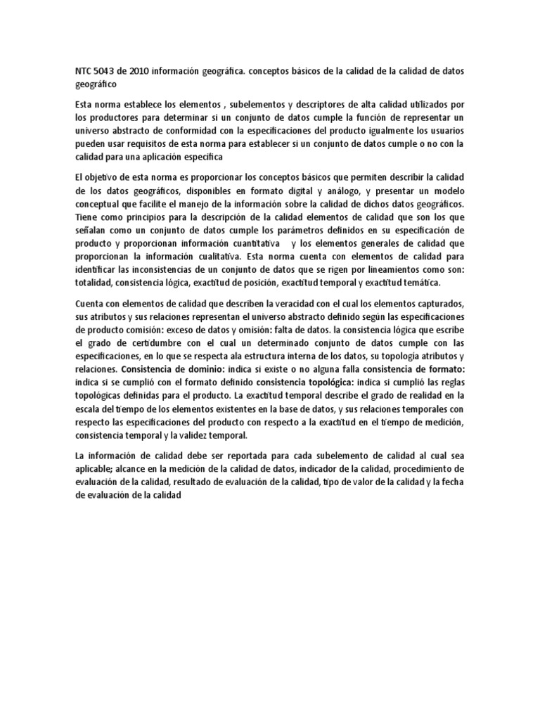 NTC 5043 de 2010 Información Geográfica | PDF | Sistema de información geográfica | Información