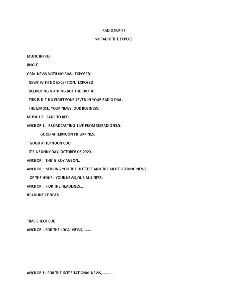 Radio Script | PDF