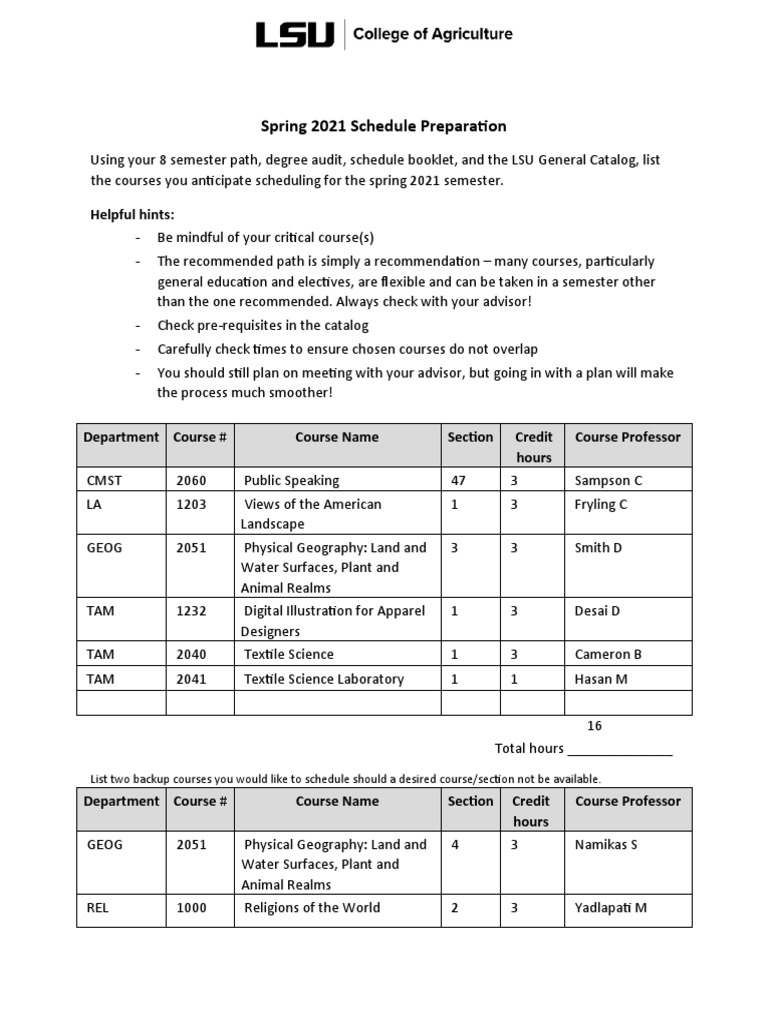 Spring 2021 Course Scheduling Guide | PDF