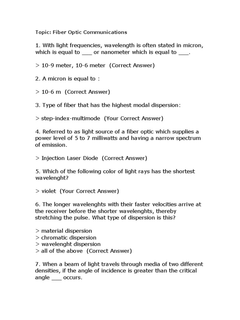 Fiber Optics Ece Board Exam | PDF | Optical Fiber | Dispersion (Optics)