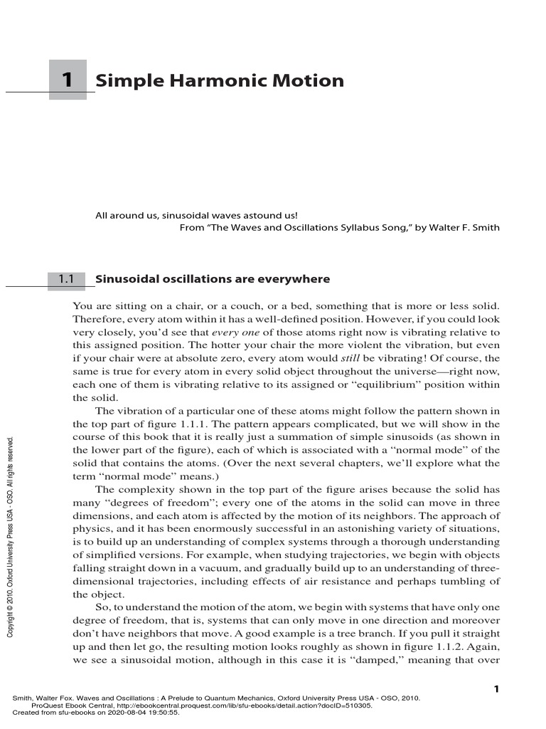 Chap 1 - Simple Harmonic Motion | PDF | Oscillation | Waves