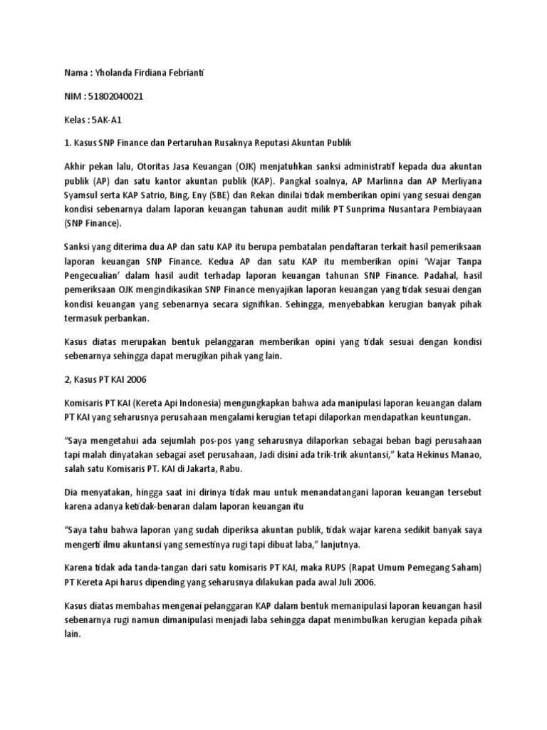 Contoh Kasus KAP | PDF