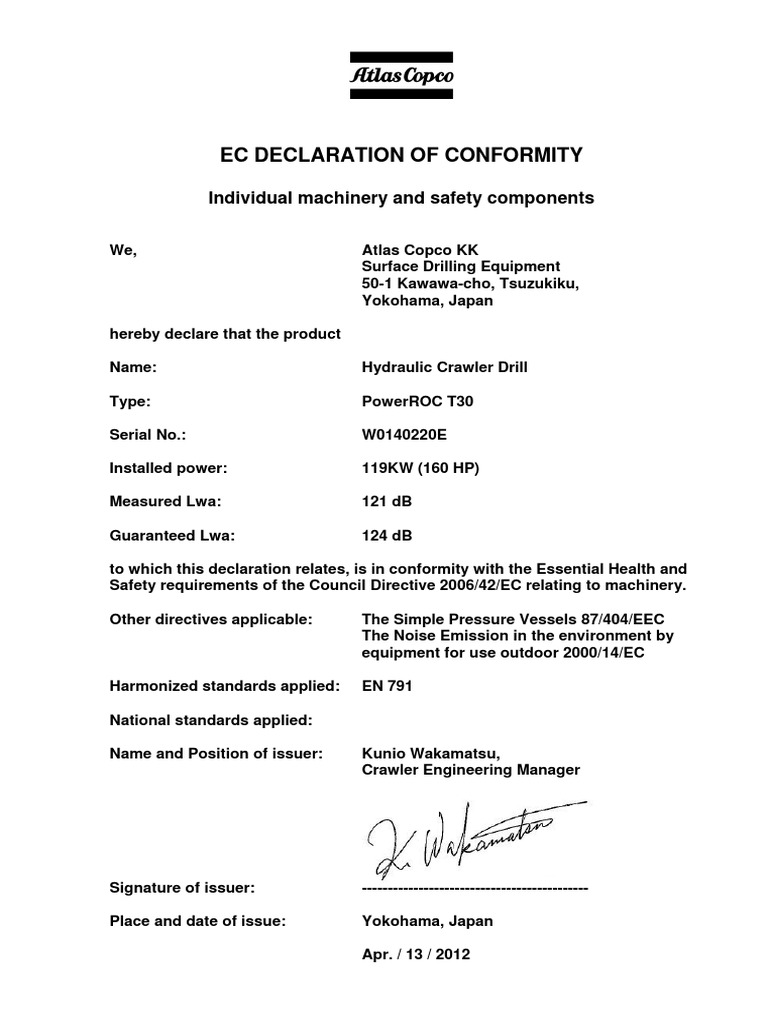 Declaration of Conformity - W0140220E - ENGLISH | PDF