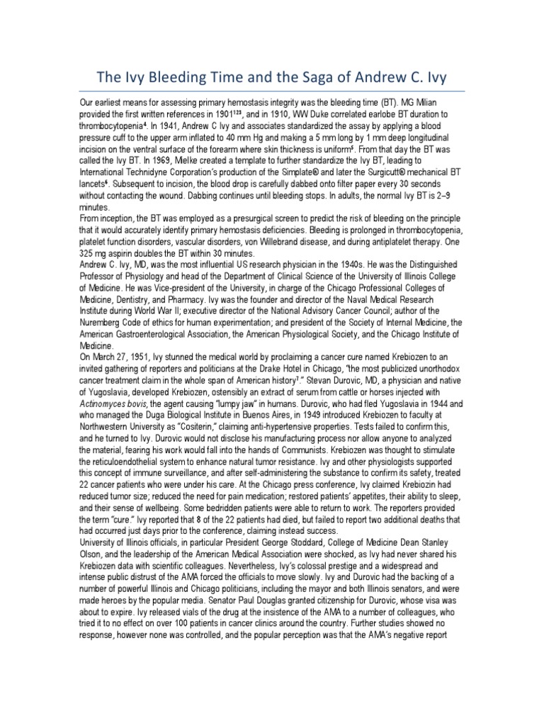 The Ivy Bleeding Time and The Saga of Andrew C. Ivy | PDF | Bleeding ...