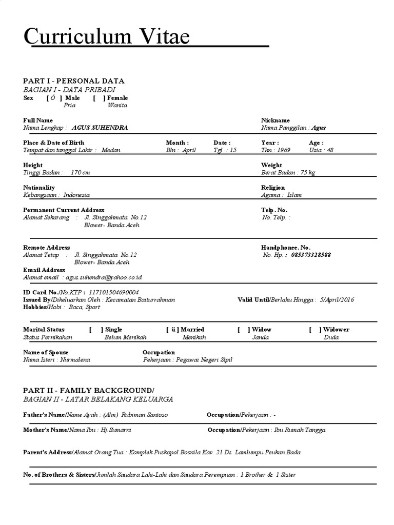 Bagi 'CV Hendra - Doc' PDF | PDF