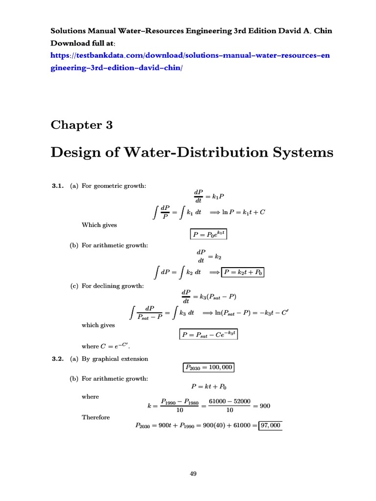 Solutions Manual Water Resources Engineering 3rd Edition David A Chin ...