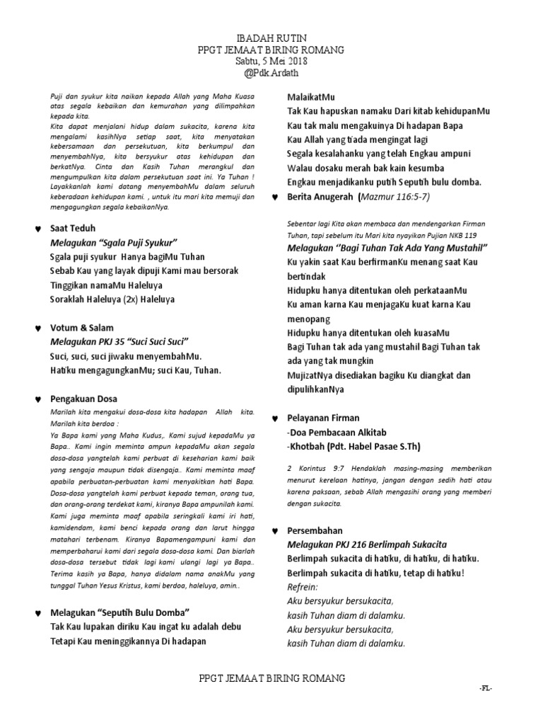 Ibadah Rutin PPGT Biring Romang | PDF