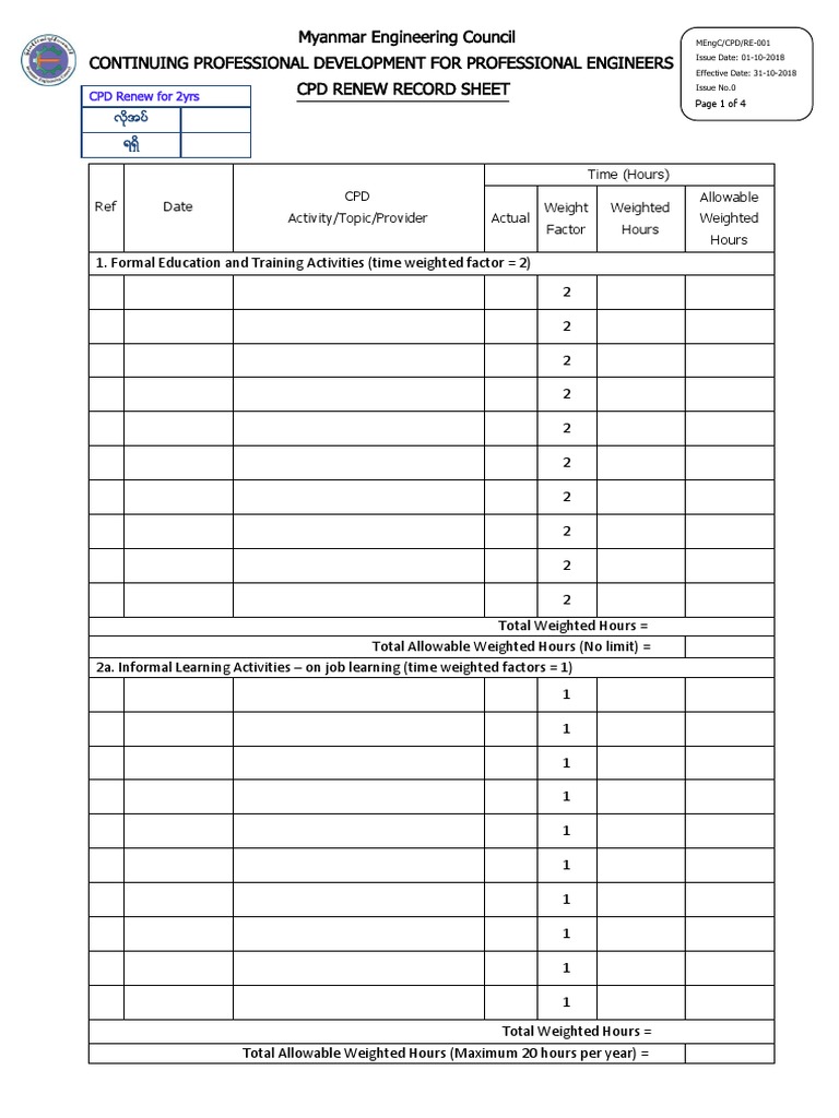 3.CPD Form PDF | Download Free PDF | Professional Development | Business