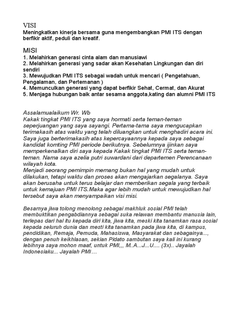 Orasi Visi Misi Ketua Pmi | PDF