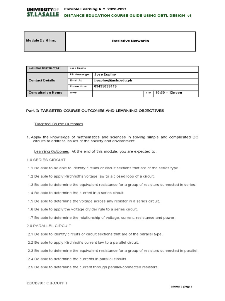 Module 2: 6 HRS.: Distance Education Course Guide Using Obtl Design V1 ...