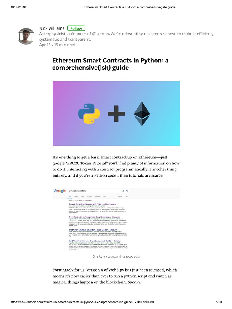 Ethereum Smart Contract in Python Comprehensive Guide PDF | PDF