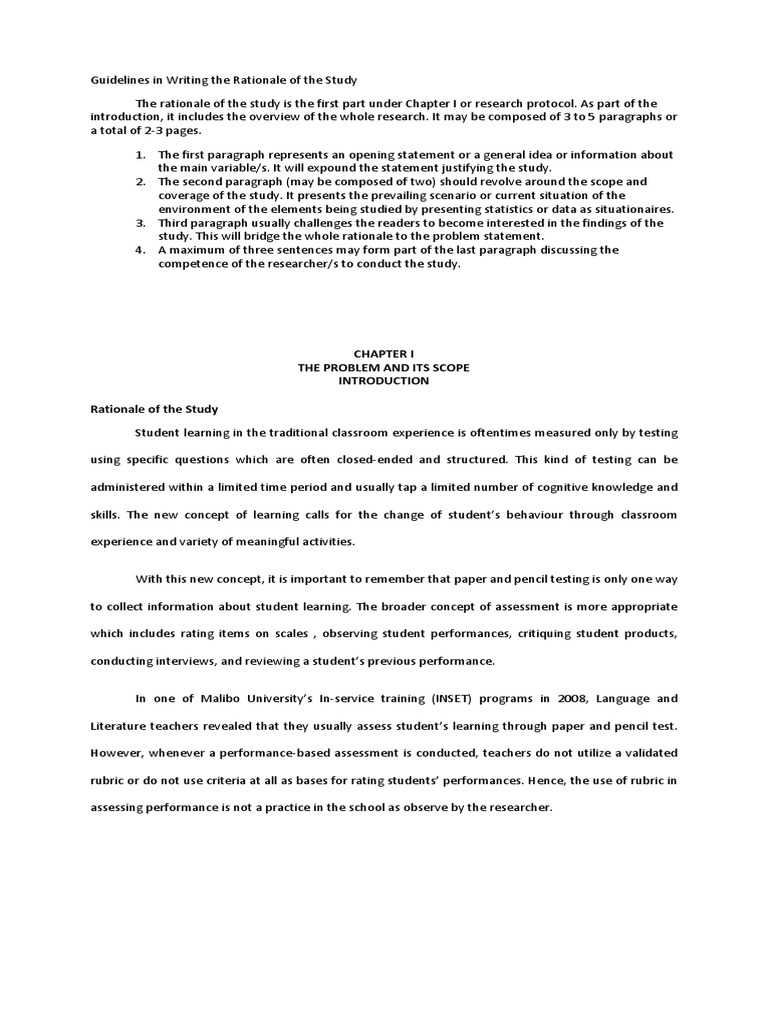 Guidelines in Writing The Rationale of The Study | PDF | Argument ...
