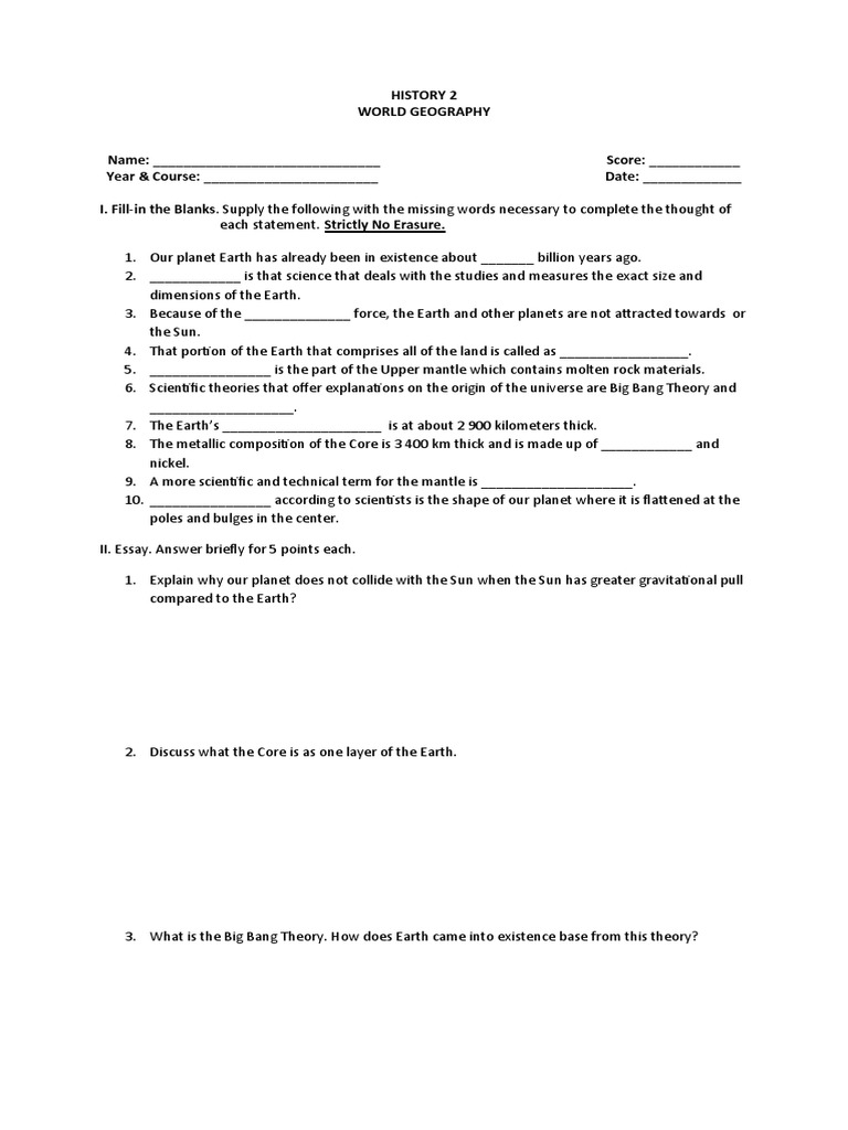 World Geography History 2 Exam | PDF