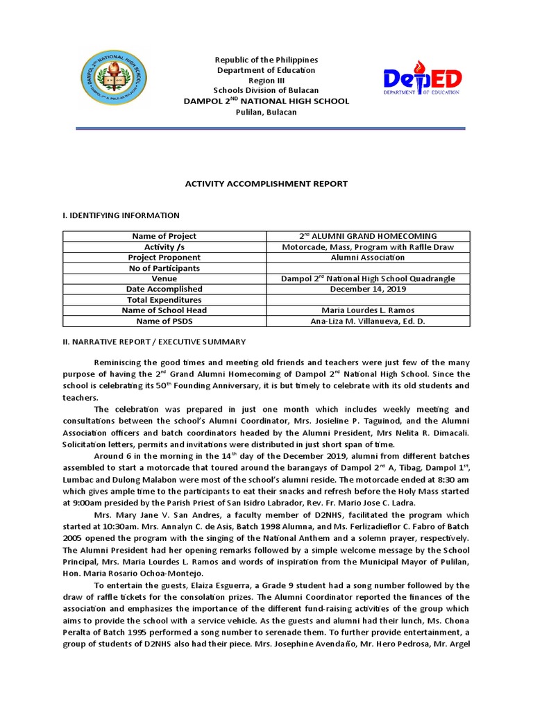 2nd Grand Alumni Homecoming Report | PDF