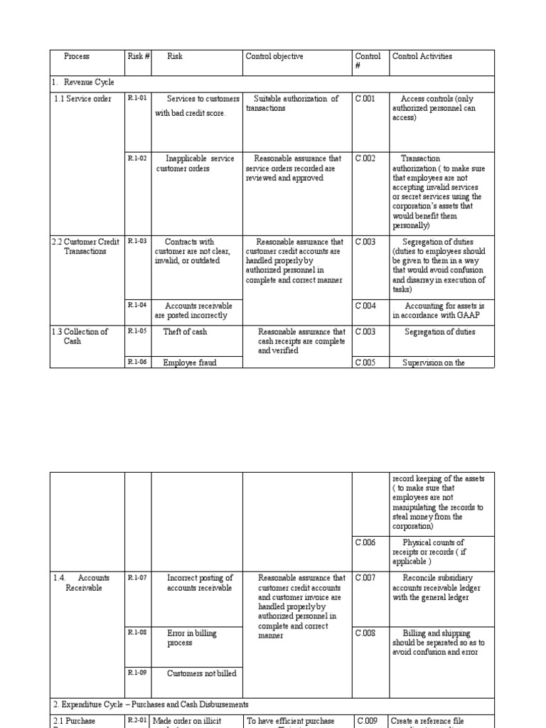 Risks and Controls in the Revenue Cycle, Expenditure Cycle, and Payroll ...