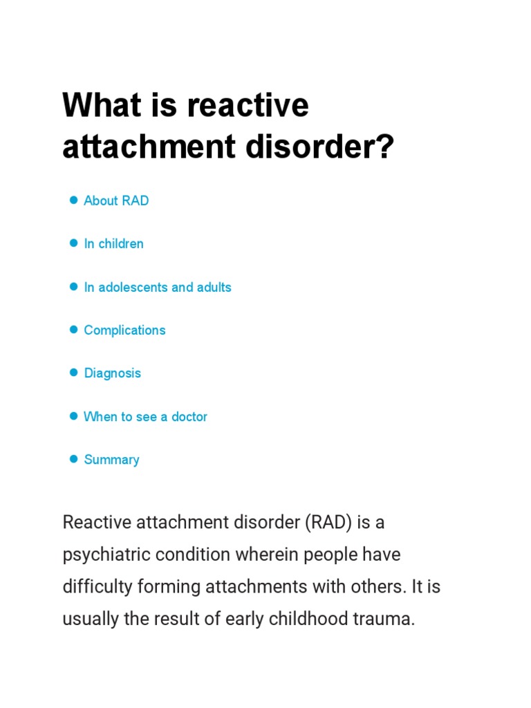 What Is Reactive Attachment Disorder | PDF | Attachment Theory | Caregiver