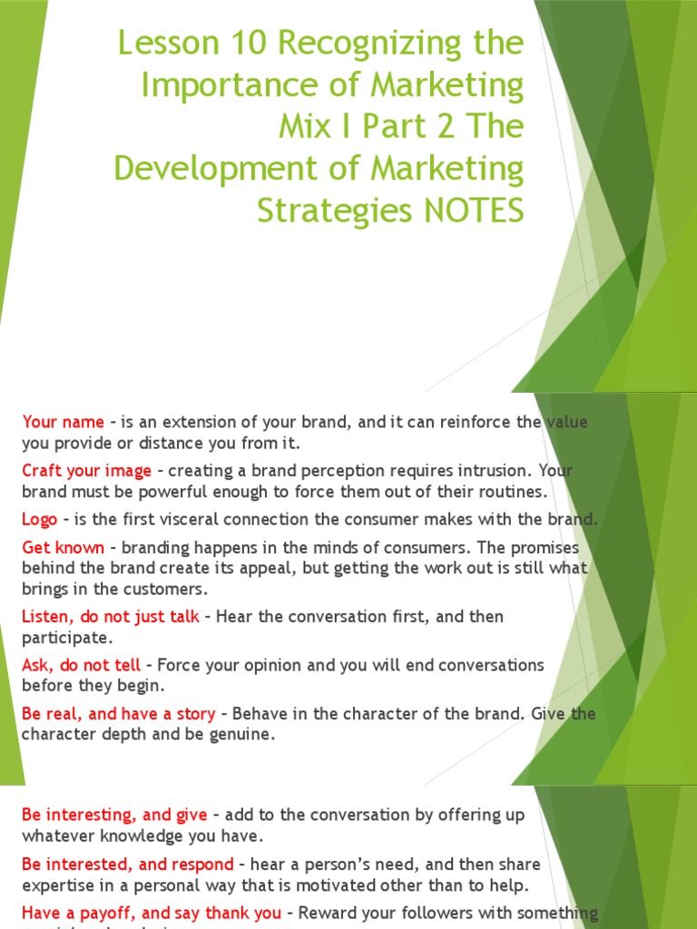 Lesson 10 Recognizing The Importance of Marketing Mix I Part 2 The ...