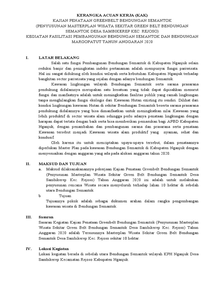 KAK Master Plan Semantok Nganjuk Rev1 | PDF
