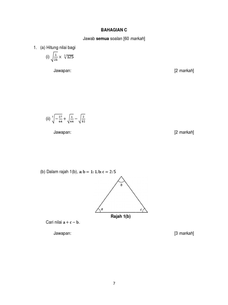 BAHAGIAN C PT3 Maths | PDF