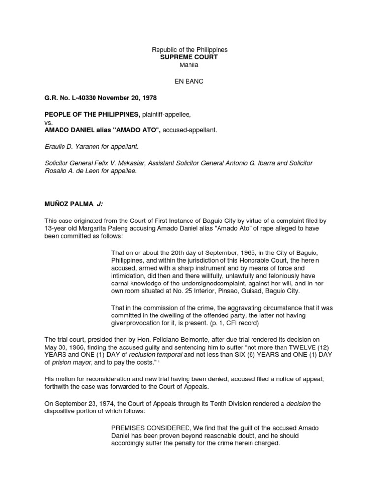 People v. Daniel, 86 SCRA 511 | PDF | Court Of Appeal Of Singapore ...