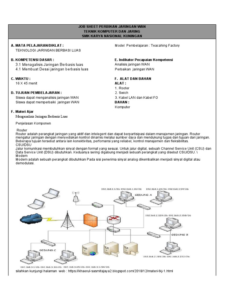 Job Sheet TEfA TKJ | PDF