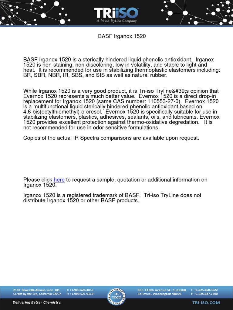 BASF Irganox 1520 TDS | PDF