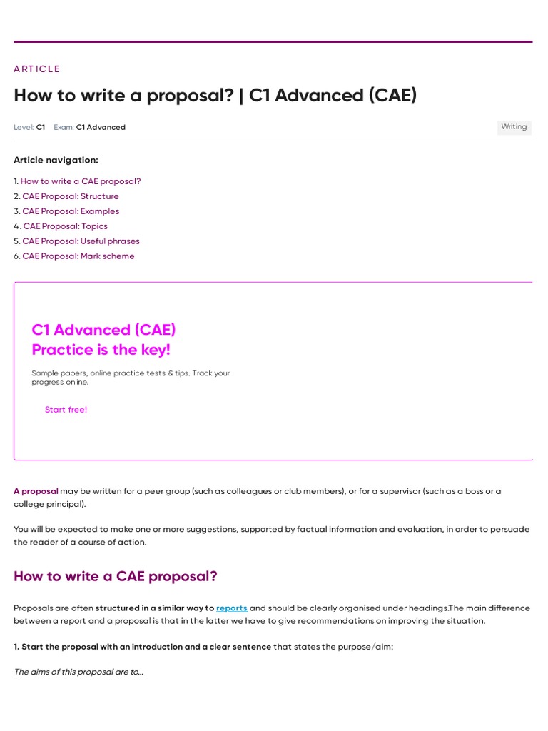 Advanced - How To Write Proposal C1 (CAE) | PDF | Vocabulary | University
