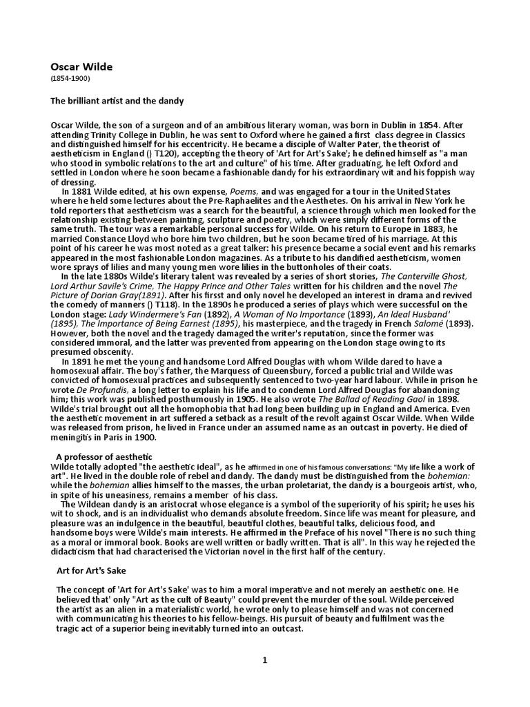 Oscar Wilde and Picture Dorian Gray | PDF | Oscar Wilde | The Picture ...