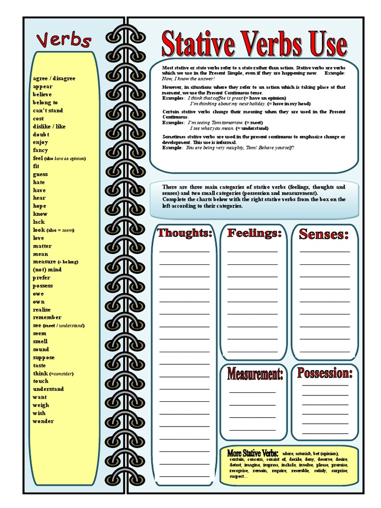 Understanding Stative Verbs and Their Usage | PDF | Syntax | Grammar