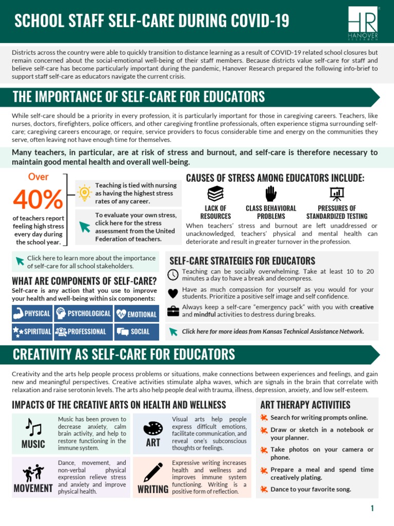 School Staff Self Care During Covid 19 | Download Free PDF ...