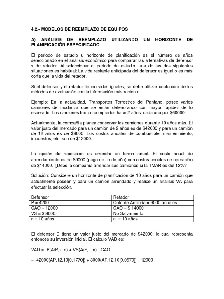 4.2 Modelos de Reemplazo de Equipos | PDF | Naturaleza